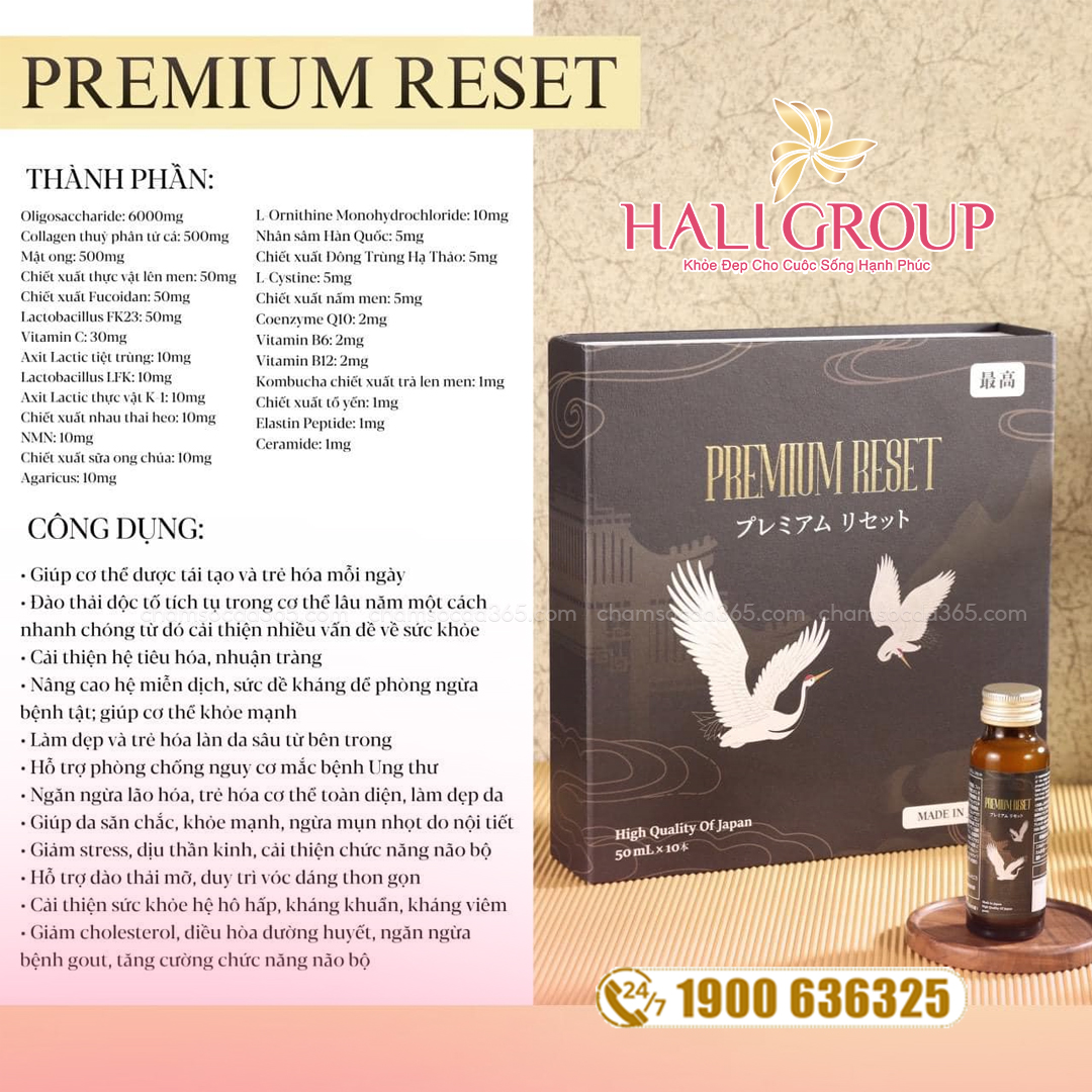 Nước Uống Premium Reset Nhật Bản (Hộp 10 lọ x 50ml)