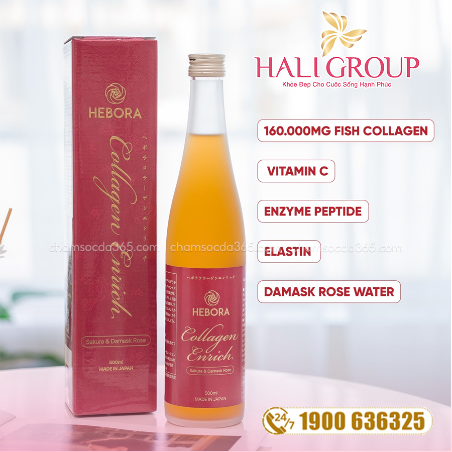 Nước Uống Hebora Collagen Enrich Nhật Bản (Chai 500ml)